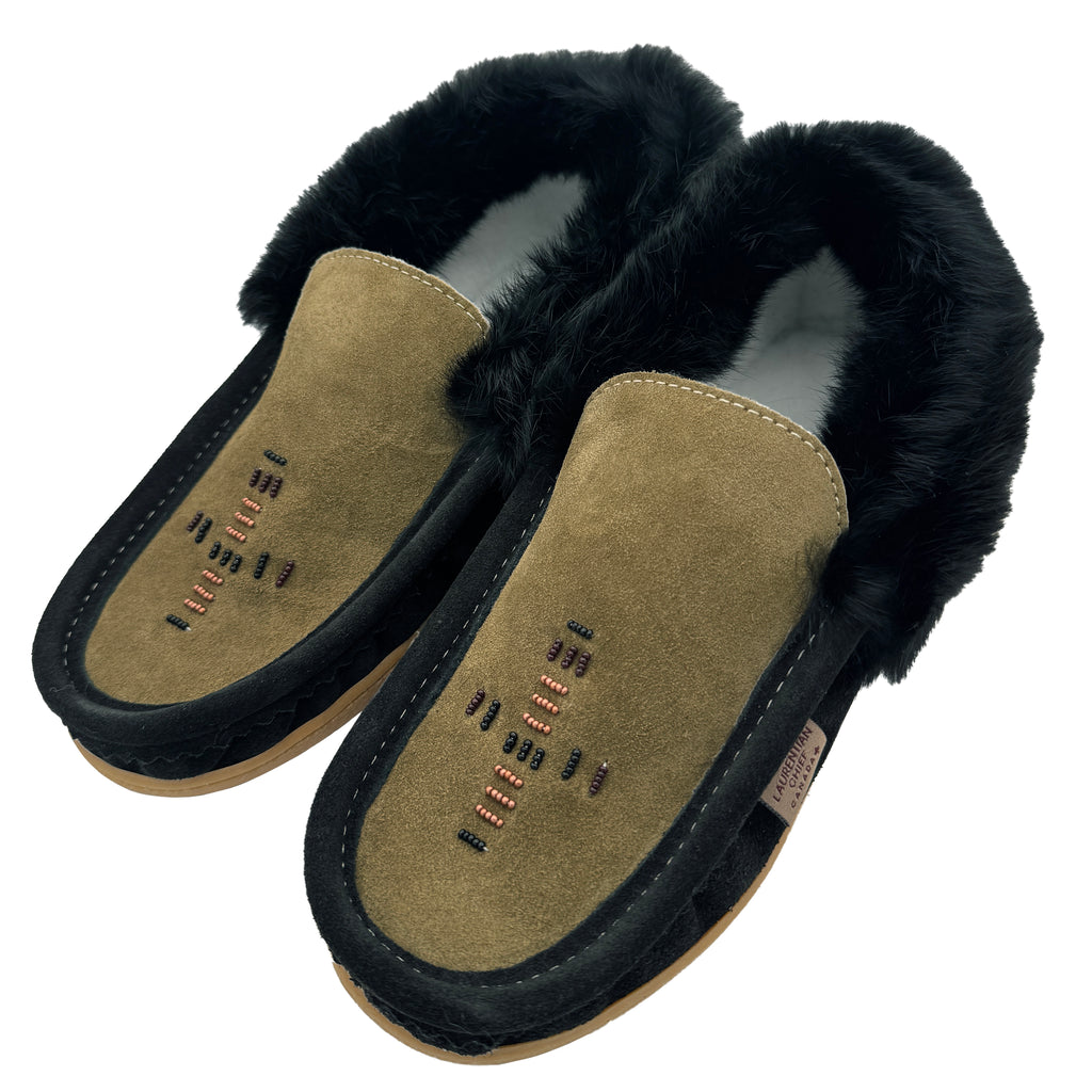 Men's Slip On Rabbit Fur Slippers – Moccasins Canada