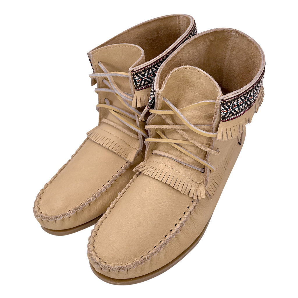 Men's Genuine Moose Hide Leather Concho Style Fringed Moccasin Boots ...