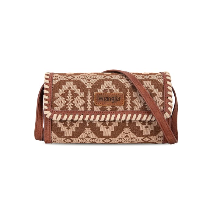 Women's Wrangler Brown Southwestern Print Wallet Shoulder Bag ...