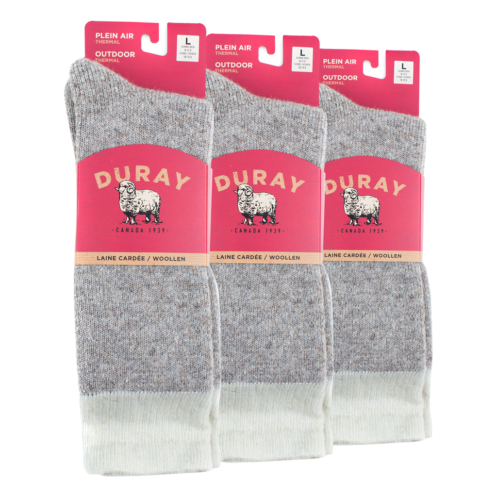 Duray Men's Boreal Thermal Wool Socks (3 Pack) Made In Canada ...