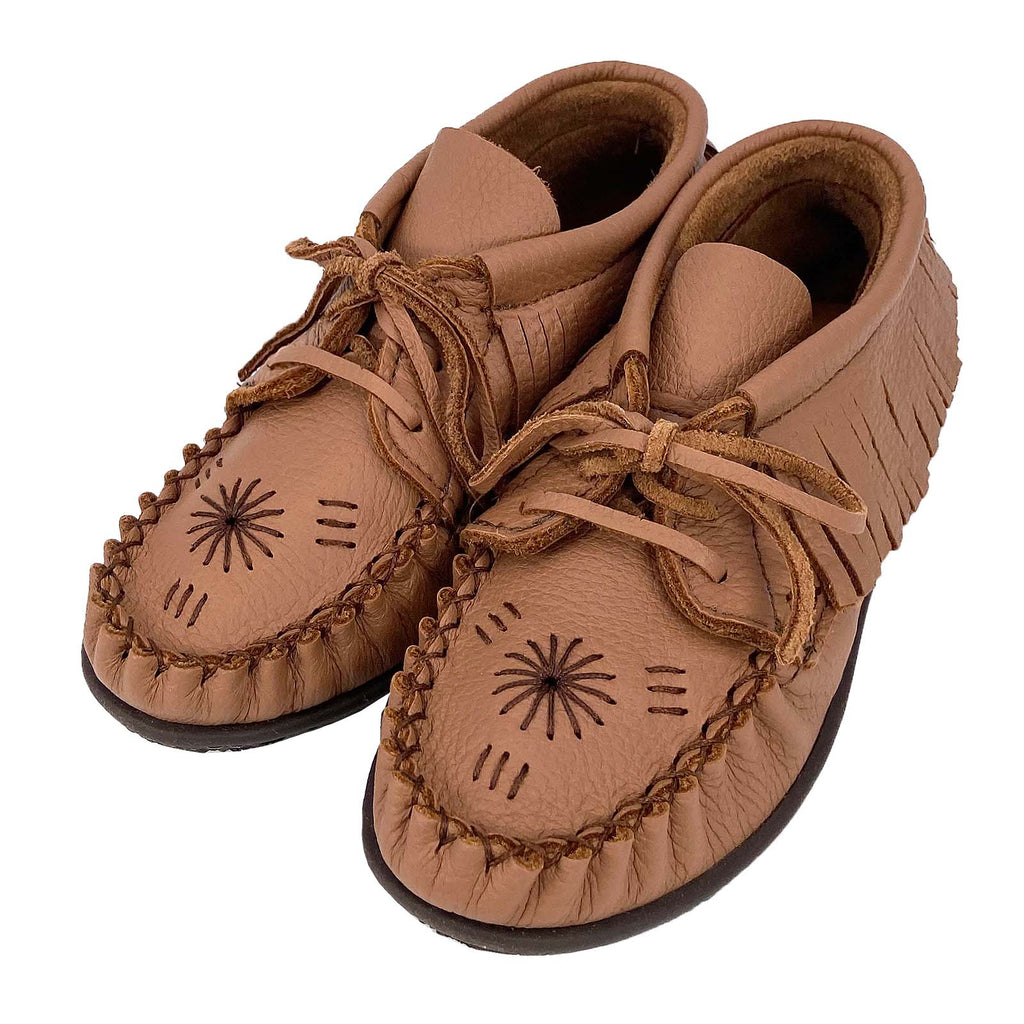 Wakonsun Women's Fashion Fringed Maple Brown Moose Hide Moccasin Shoes ...
