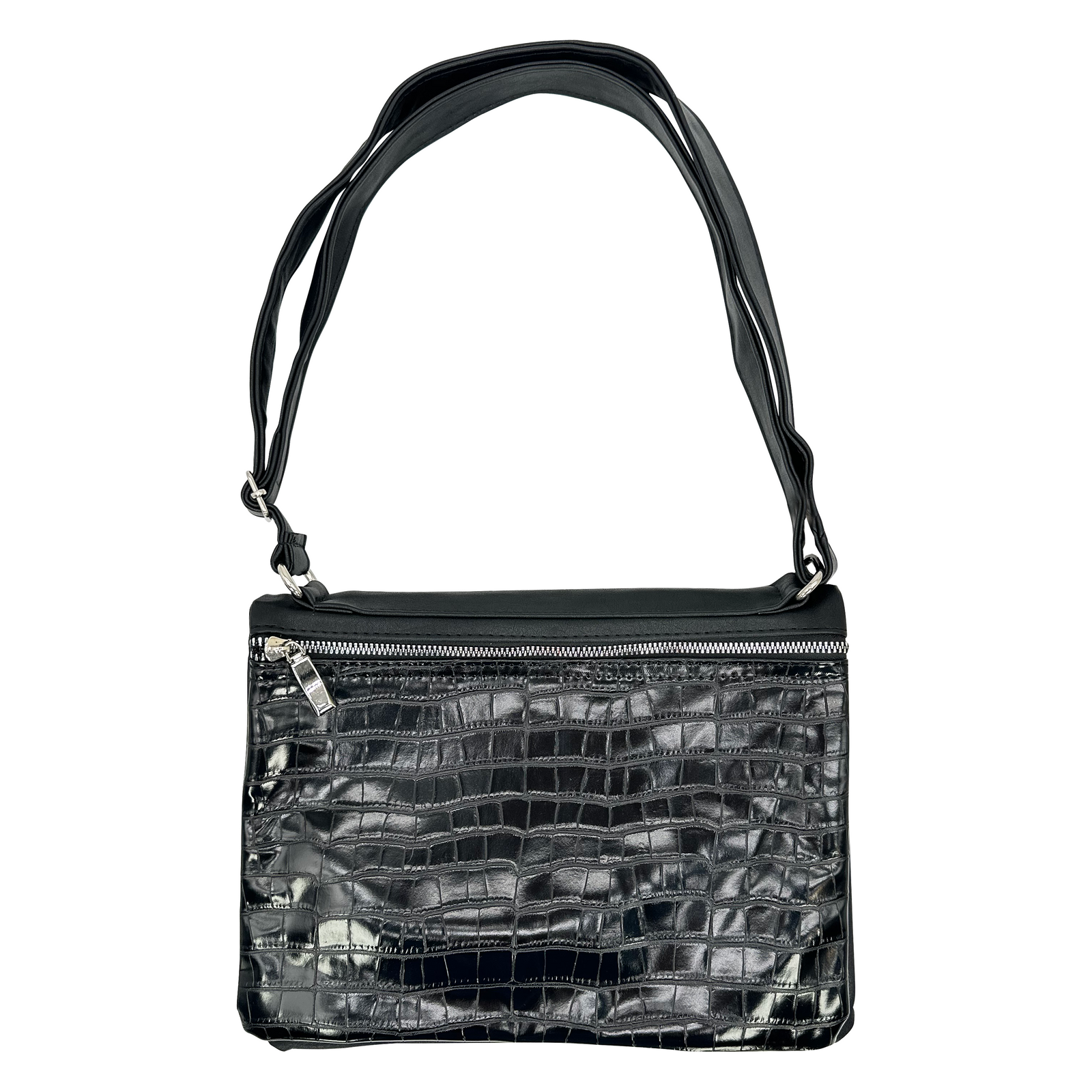 Black Gator Crossbody Purse with Glossy Finishg Lucky & Blessed ...