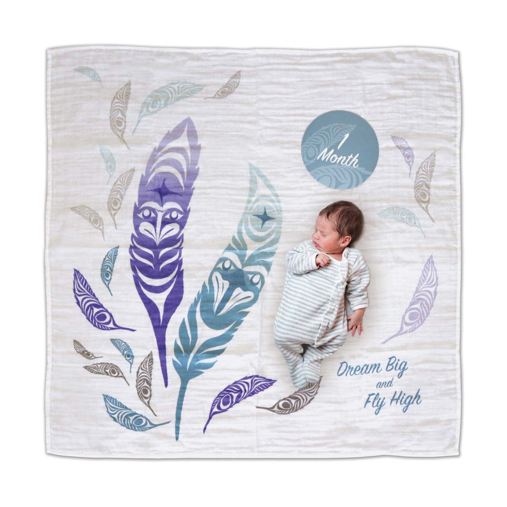 Indigenous Art Baby Blanket & Milestone Sets 100% Muslin 40" x 40 ...