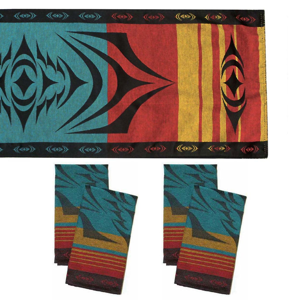 Indigenous Art Dinning Set Table Runner & Set of 4 Cloth Napkins ...