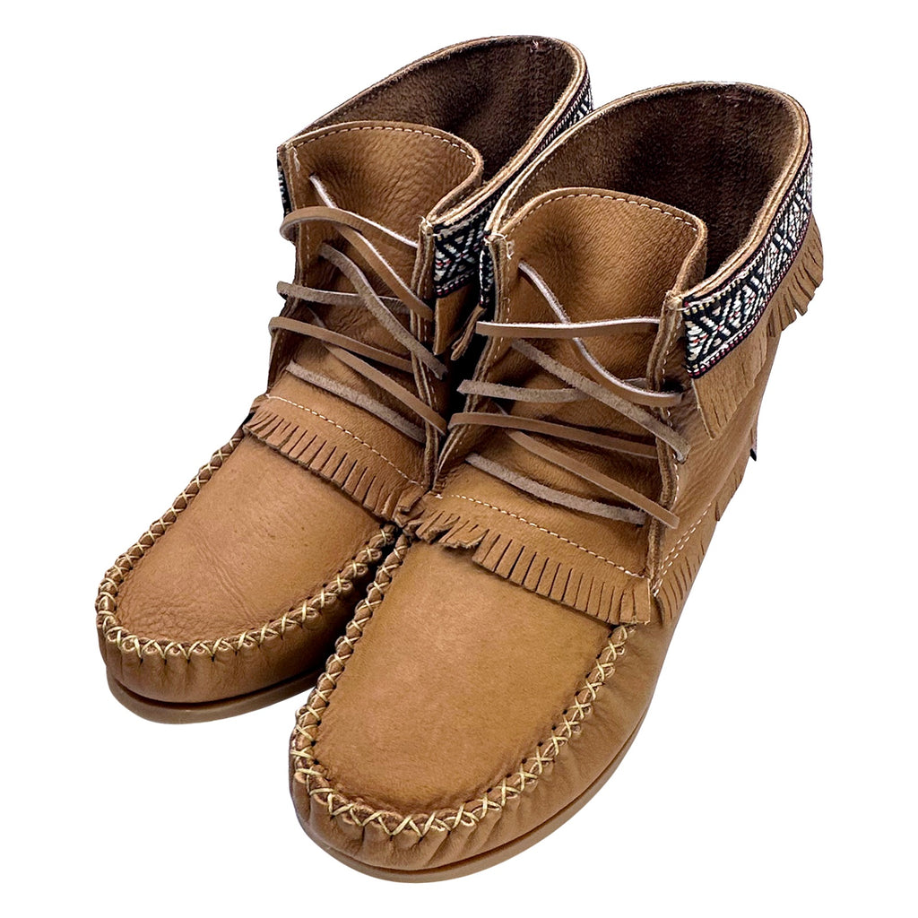 Men's Native American Inspired Ankle Fringed Leather Moccasin Boots ...