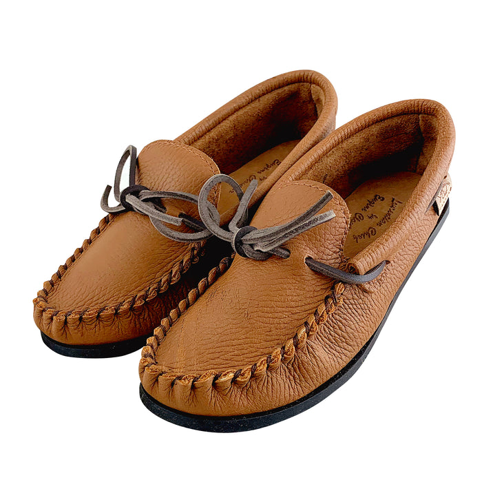 Women's Outdoor Rubber Sole Elk Hide Leather Moccasin Loafer Shoes ...