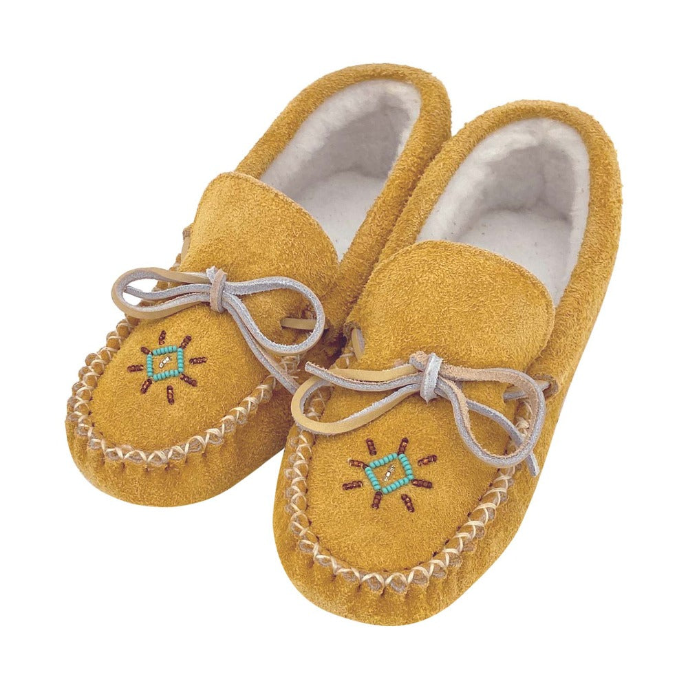 Women's Soft Sole Genuine Moosehide Suede Leather Moccasin Slippers ...