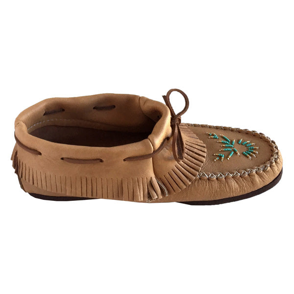 Women's Genuine Moose Hide Leather Beaded Ankle High Moccasin Shoes ...