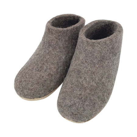 Felted Wool Ankle Slippers with Leather Outsoles for Men & Women ...
