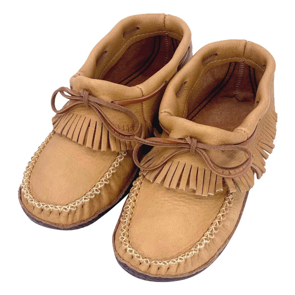 Men's Genuine Moose Hide Leather Earthing Ankle Fringed Moccasin Shoes ...